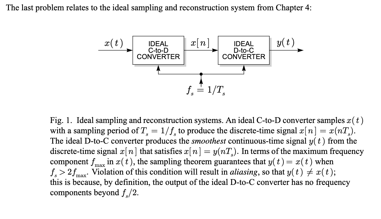 Solved The last problem relates to the ideal sampling and | Chegg.com
