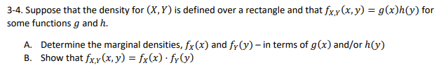 Solved 3-4. Suppose that the density for (X,Y) is defined | Chegg.com