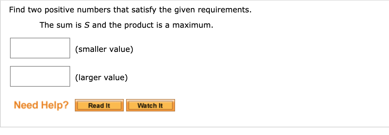 Solved Find two positive numbers that satisfy the given | Chegg.com