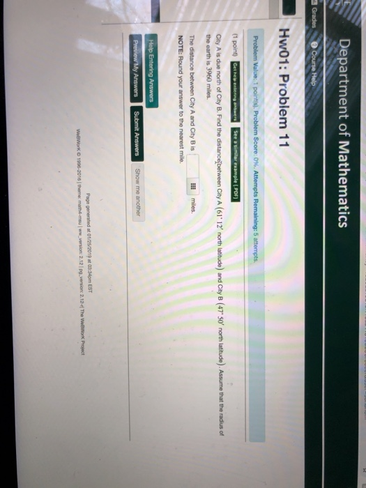 Solved Department of Mathematics Hw01: Problem 11 | Chegg.com