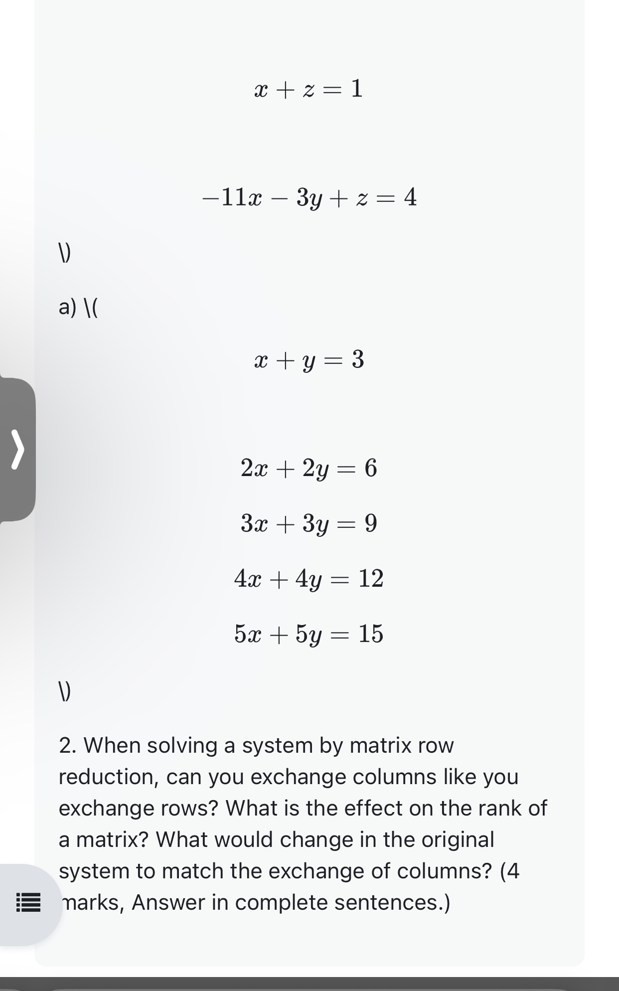 Solved 1. For each of the following systems, write the | Chegg.com