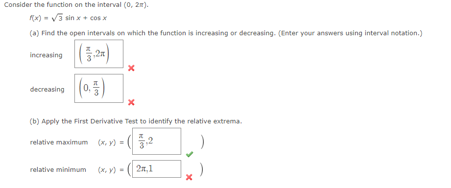 Solved Consider the function on the interval (0,2π). | Chegg.com