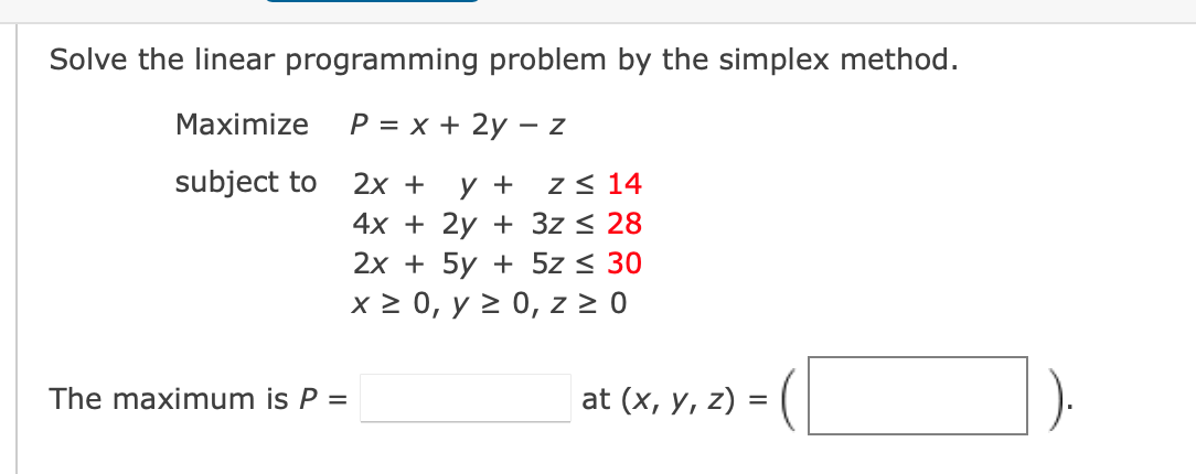 Solved Solve the linear programming problem by the simplex | Chegg.com