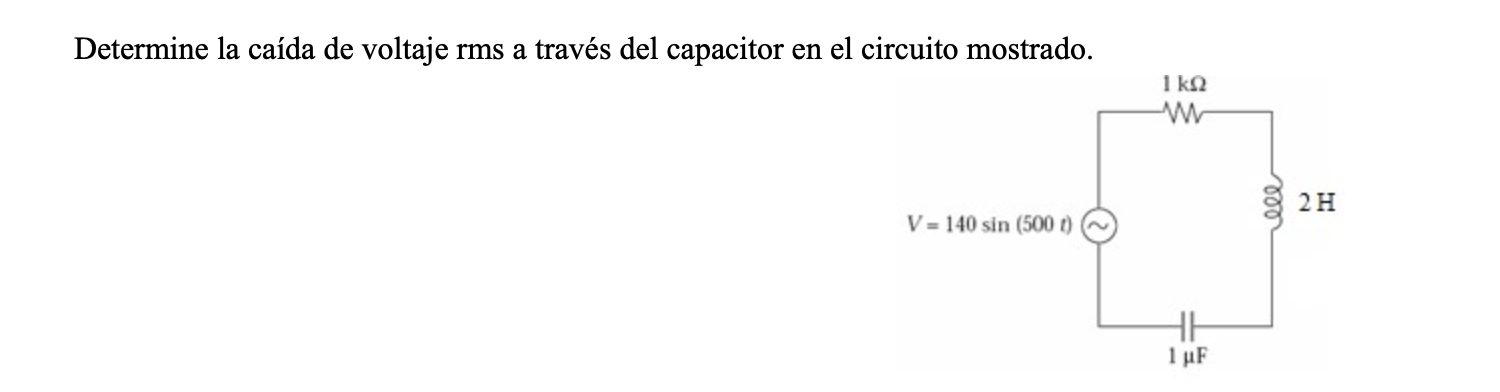 [solved] Determine The Rms Voltage Drop Across The Capacito