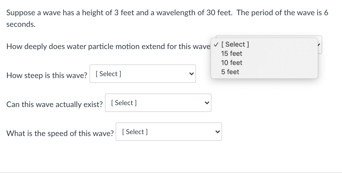 Solved Suppose a wave has a height of 3 feet and a | Chegg.com