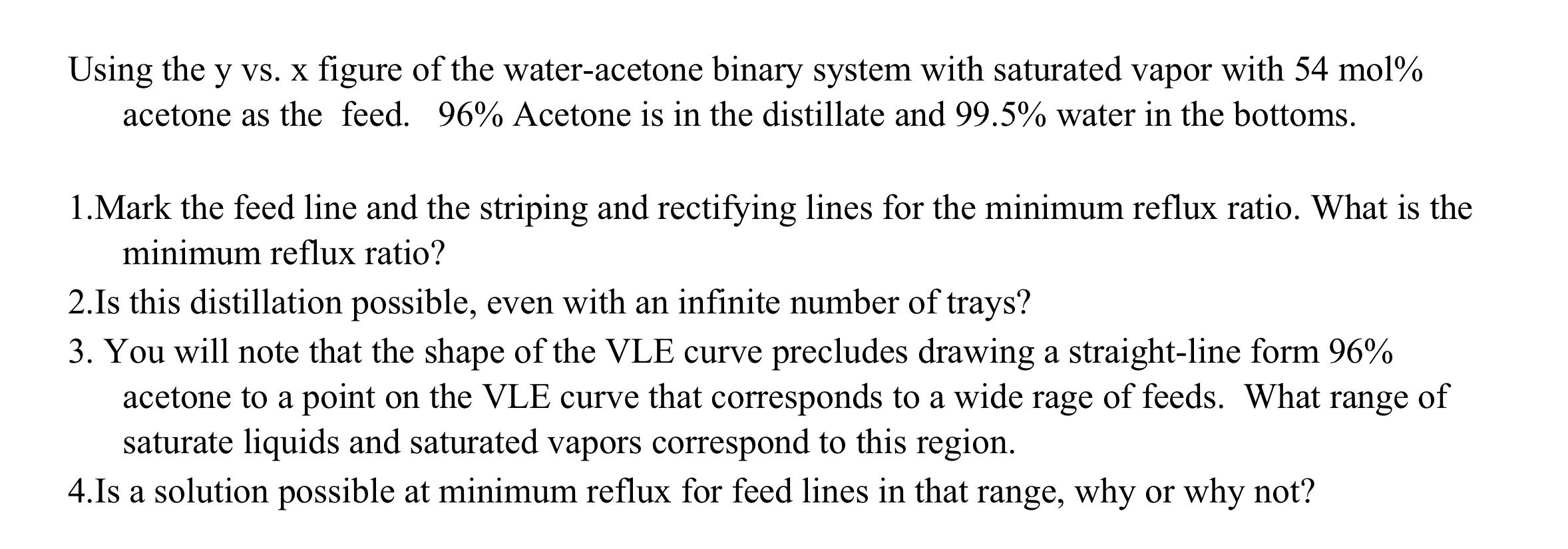 Solved Using the y vs. x figure of the water-acetone binary | Chegg.com