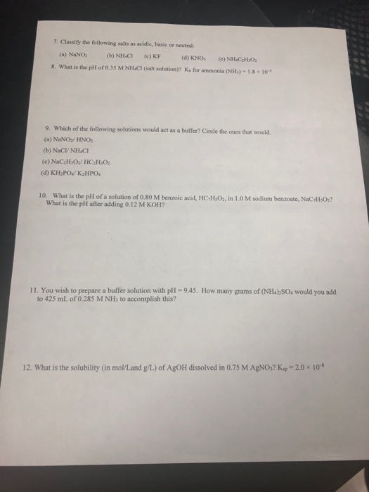 Solved 1 Write The Dissociation Reaction For An Aqueous