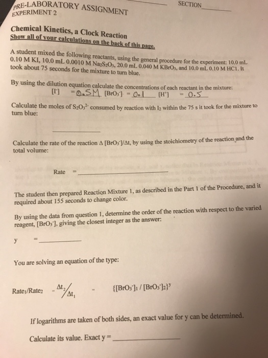 Solved A student mixed the following reactants, using the | Chegg.com