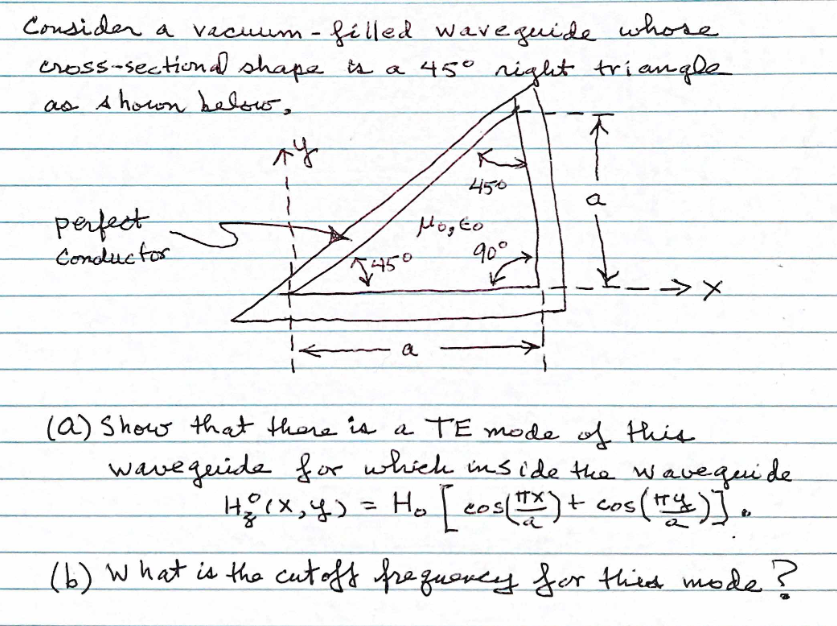 Solved Consider a vacuum-filled waveguide whose | Chegg.com