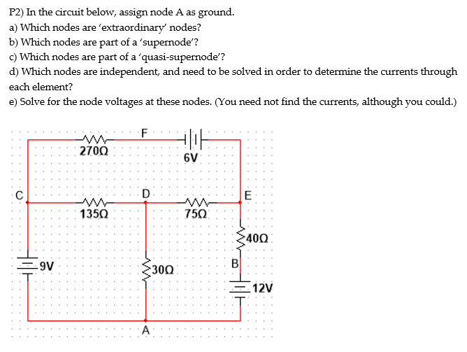 Solved P2) In the circuit below, assign node A as ground. a) | Chegg.com