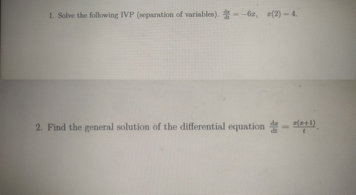 Solved 1. Solve the following IVP (separation of variables). | Chegg.com
