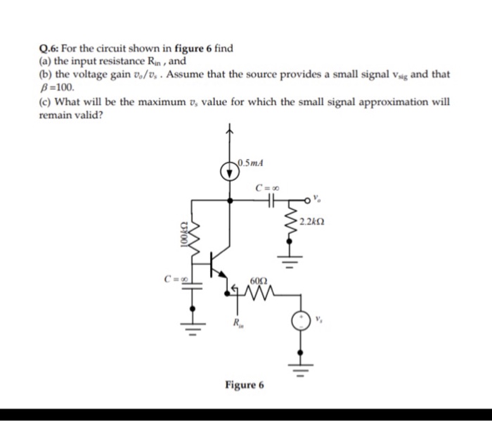 Solved Q.6: For the circuit shown in figure 6 find (a) the | Chegg.com