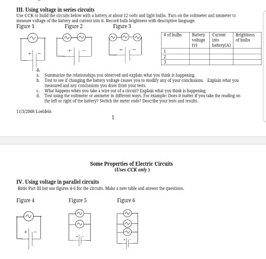 Solved III. Using voltage in series circuits Use CCK to | Chegg.com