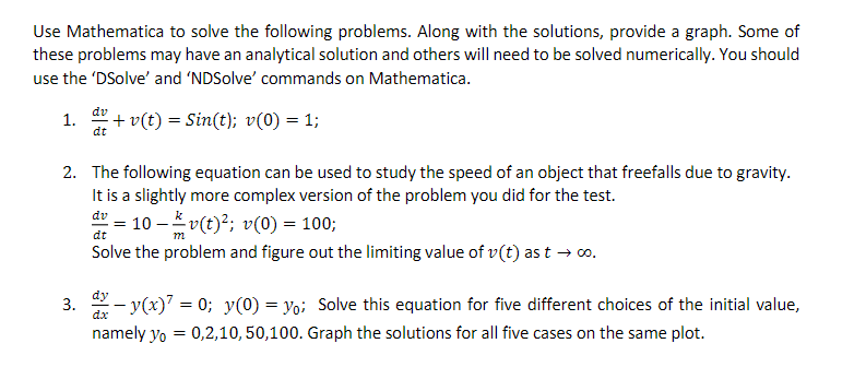 Solved Use Mathematica to solve the following problems. | Chegg.com