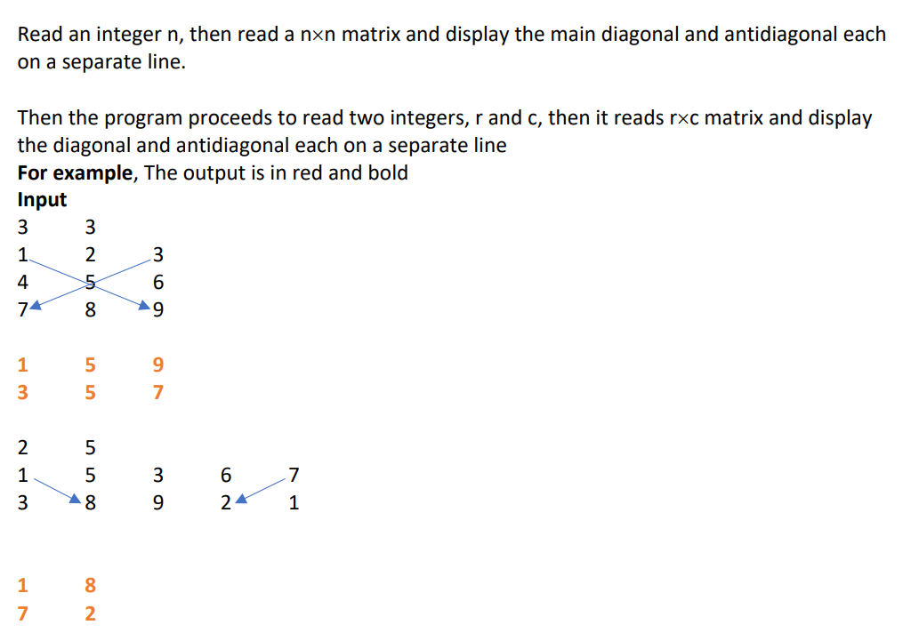 Solved Read an integer n, then read a n×n matrix and display | Chegg.com