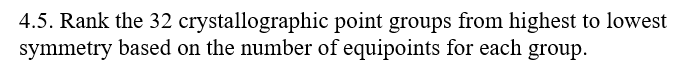 Solved 4.5. Rank the 32 crystallographic point groups from | Chegg.com