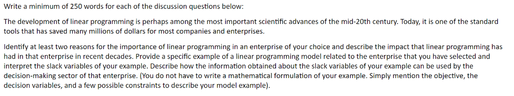 Solved Write a minimum of 250 words for each of the | Chegg.com