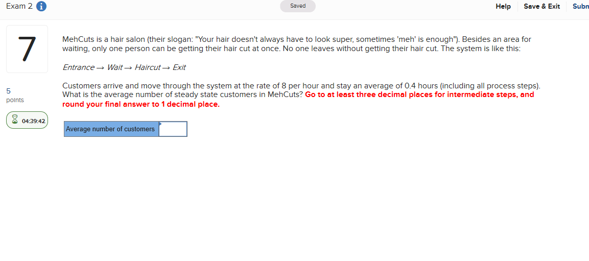 Solved Exam 2 A Saved Help Save & Exit Subn MehCuts is a | Chegg.com