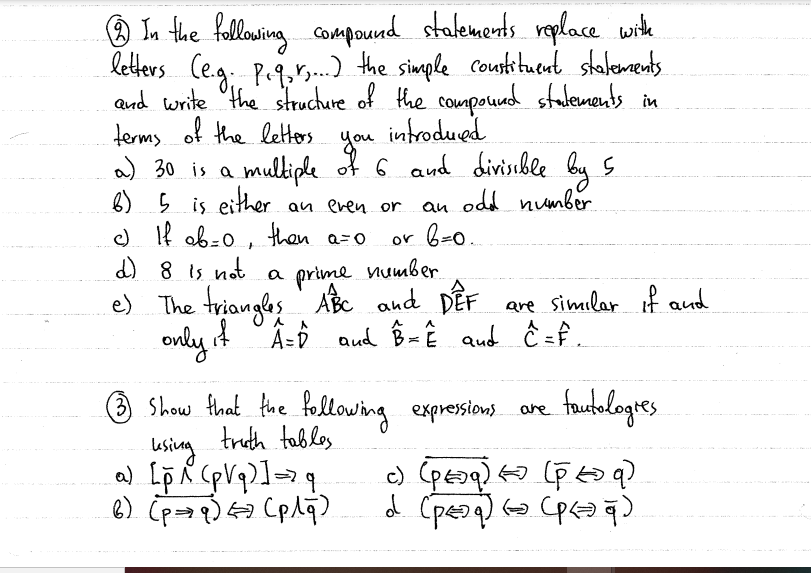 Solved In the following compound statements replace with | Chegg.com