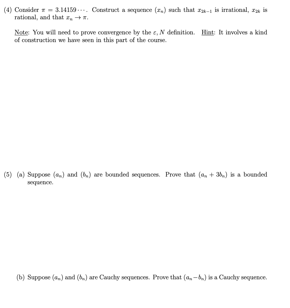 Solved (4) Consider a = 3.14159.... Construct a sequence | Chegg.com