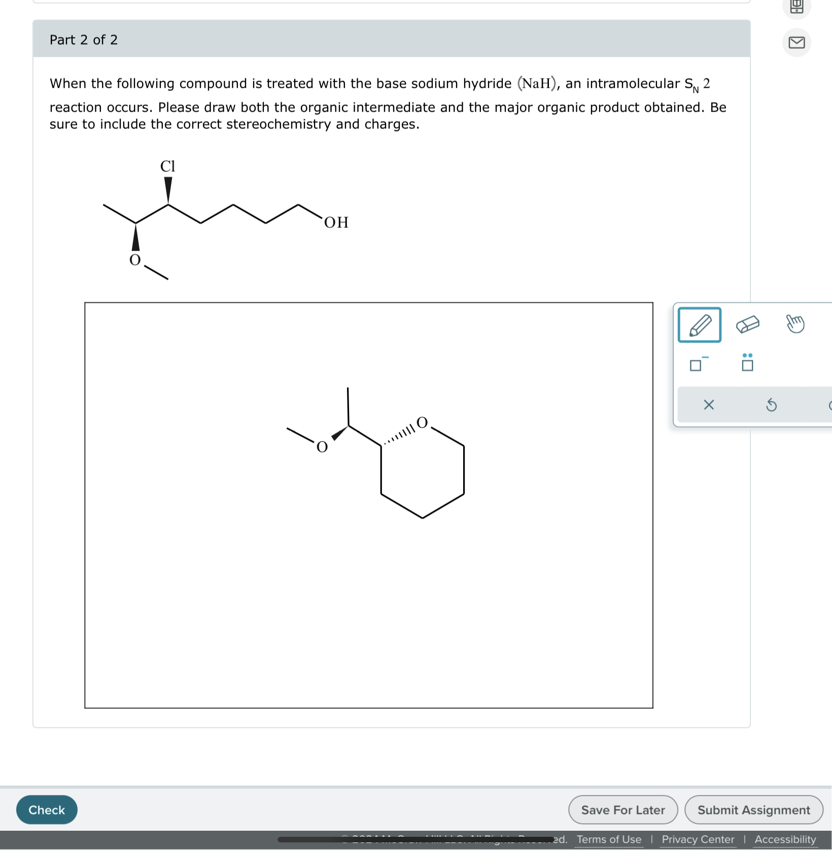 Solved Part 2 ﻿of 2When the following compound is treated | Chegg.com