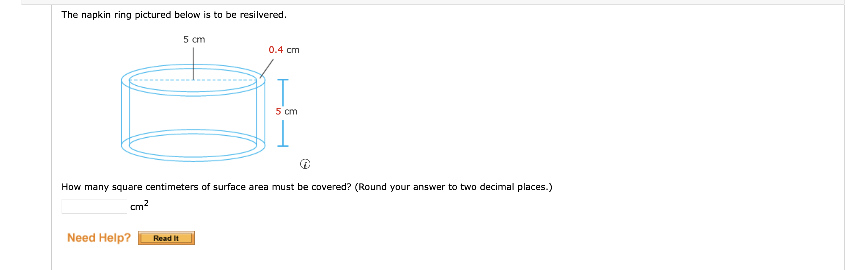 Solved The napkin ring pictured below is to be resilvered. | Chegg.com