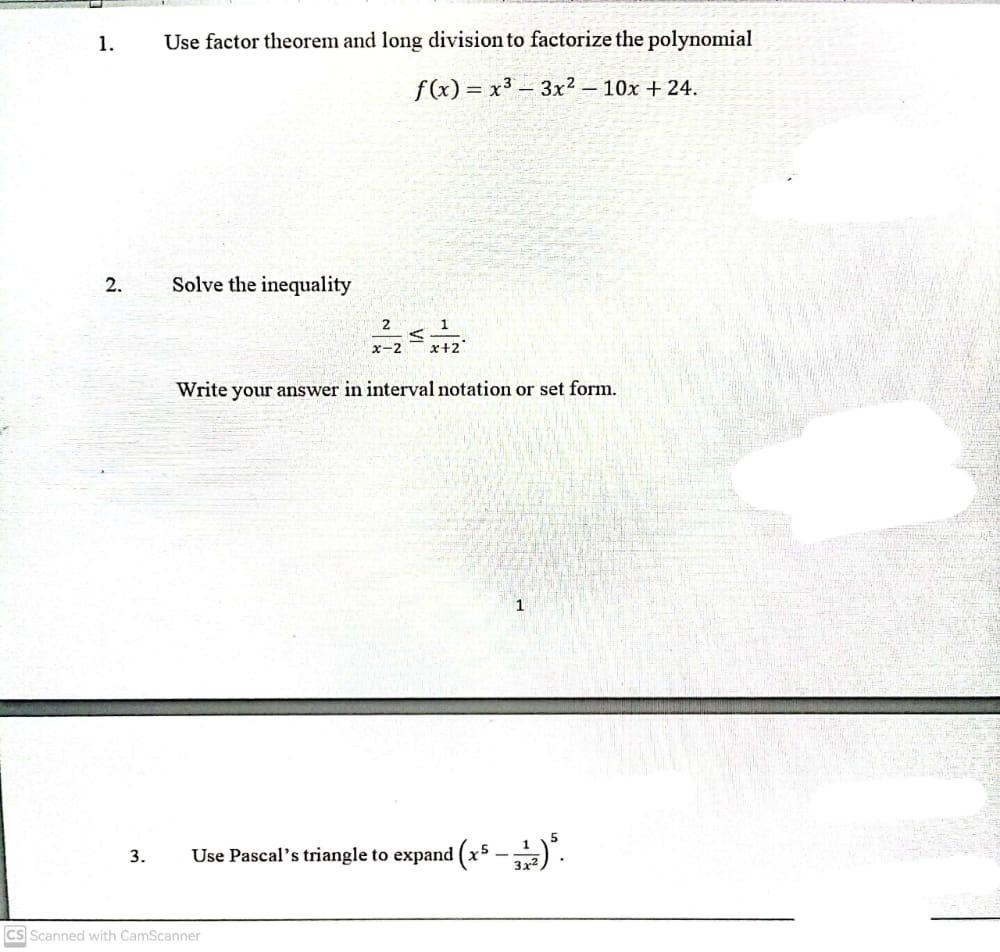 Solved 1. Use factor theorem and long division to factorize | Chegg.com
