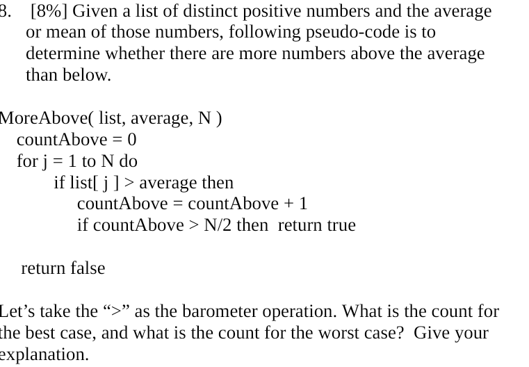 Solved [8\%] Given a list of distinct positive numbers and | Chegg.com