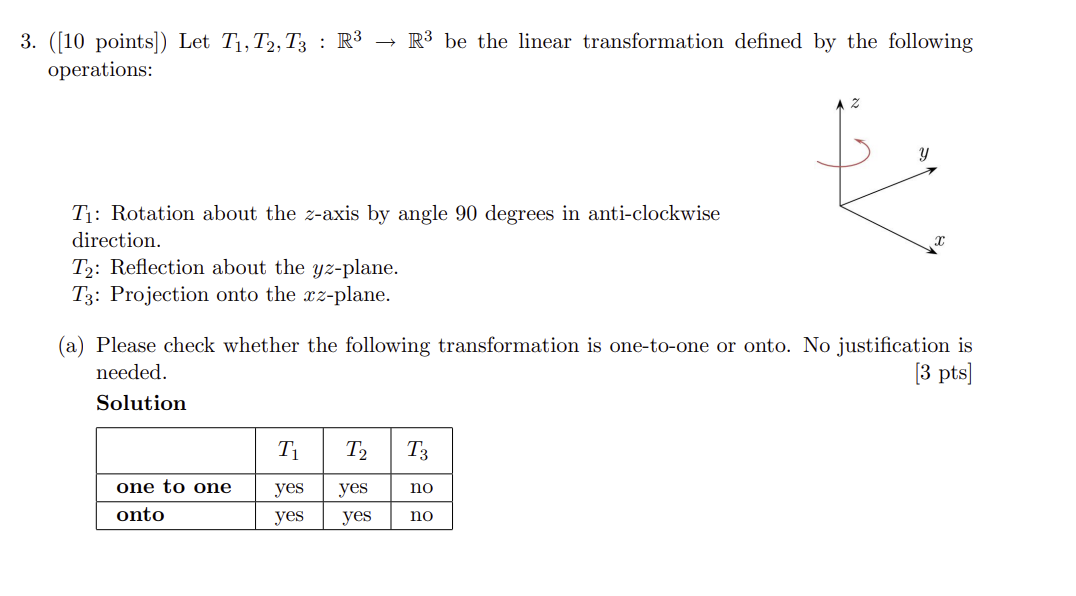 Solved T1 ﻿: Rotation about the z-axis by ﻿angle 90 ﻿degrees | Chegg.com