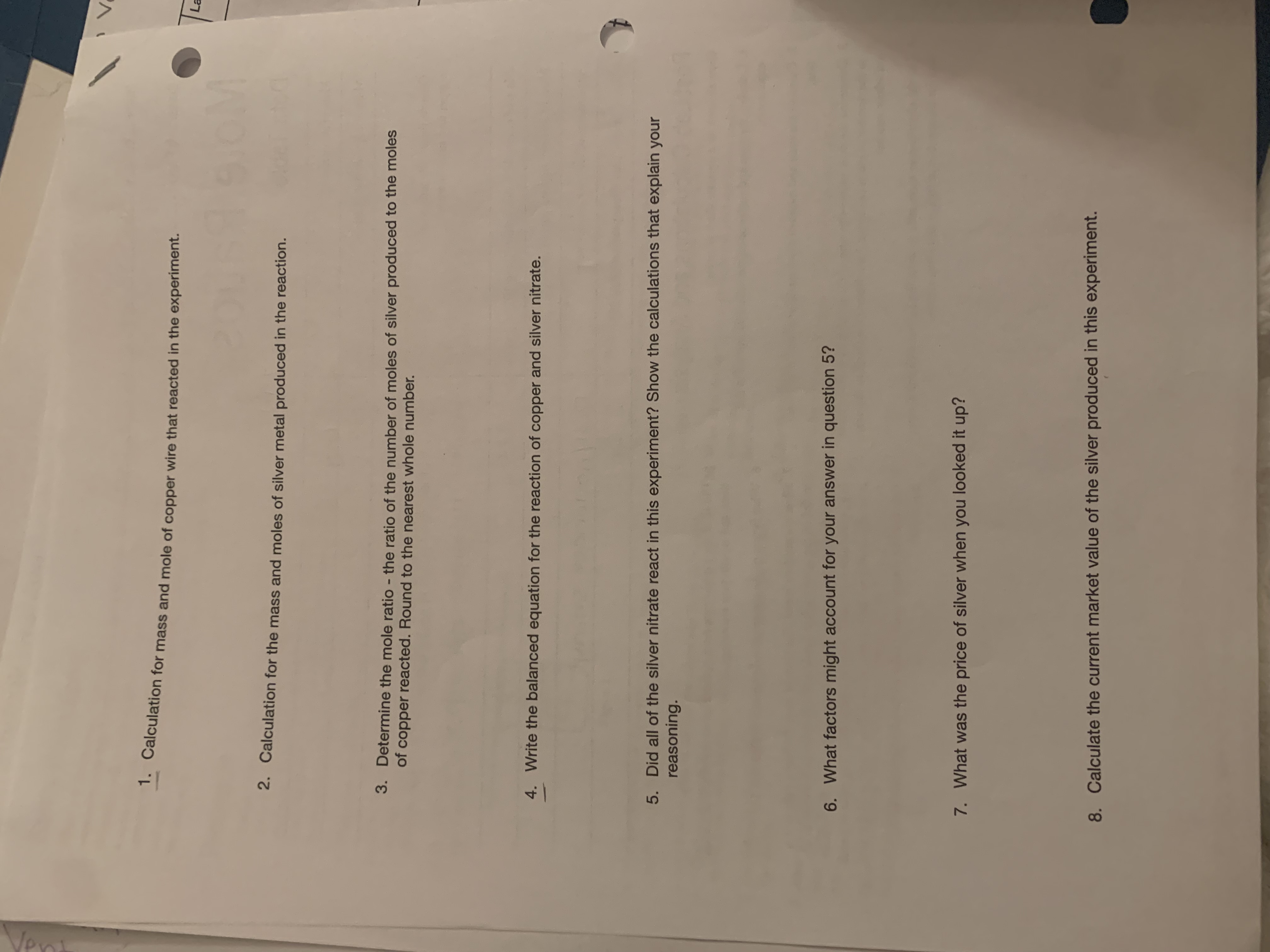 Solved Post-Lab Calculations and Analysis 5. Did all of the | Chegg.com