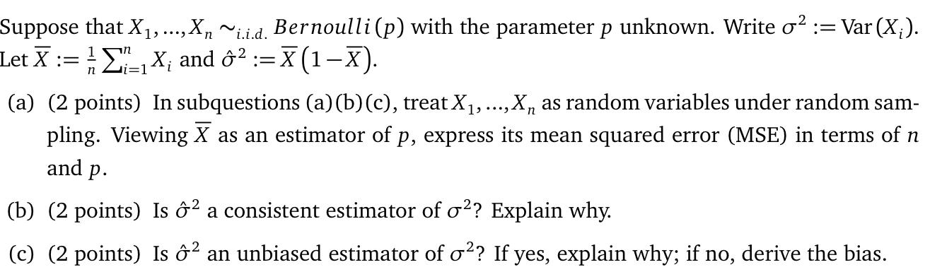 Solved = 1 n21 = Suppose that X1,...,Xn ~ii.d. Bernoulli (p) | Chegg.com