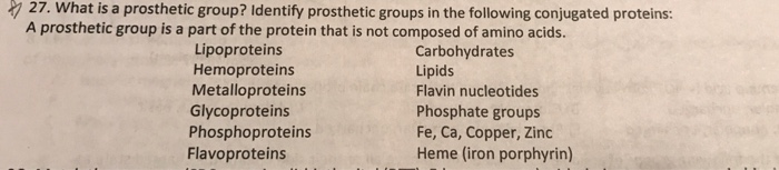 Solved What is a prosthetic group? Identify prosthetic | Chegg.com