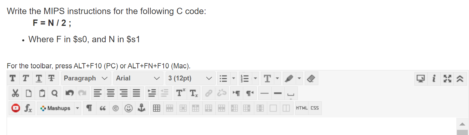 Solved Write The Mips Instructions For The Following C Code 8076