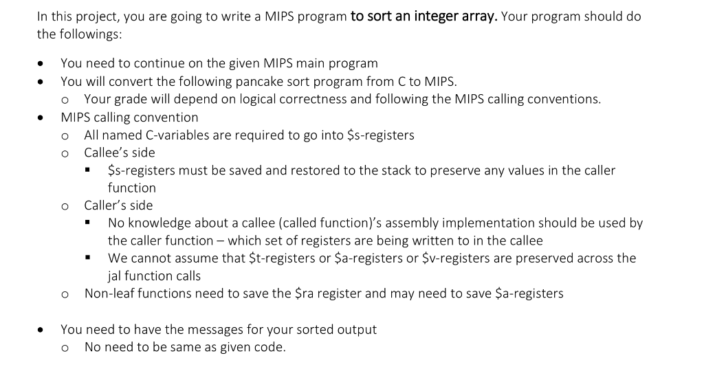In this project, you are going to write a MIPS | Chegg.com
