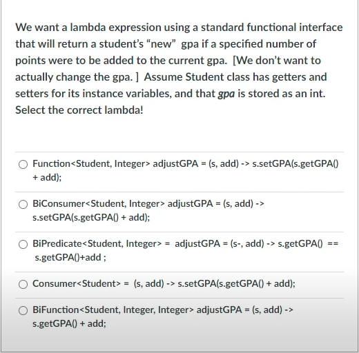 Solved We want a lambda expression using a standard | Chegg.com