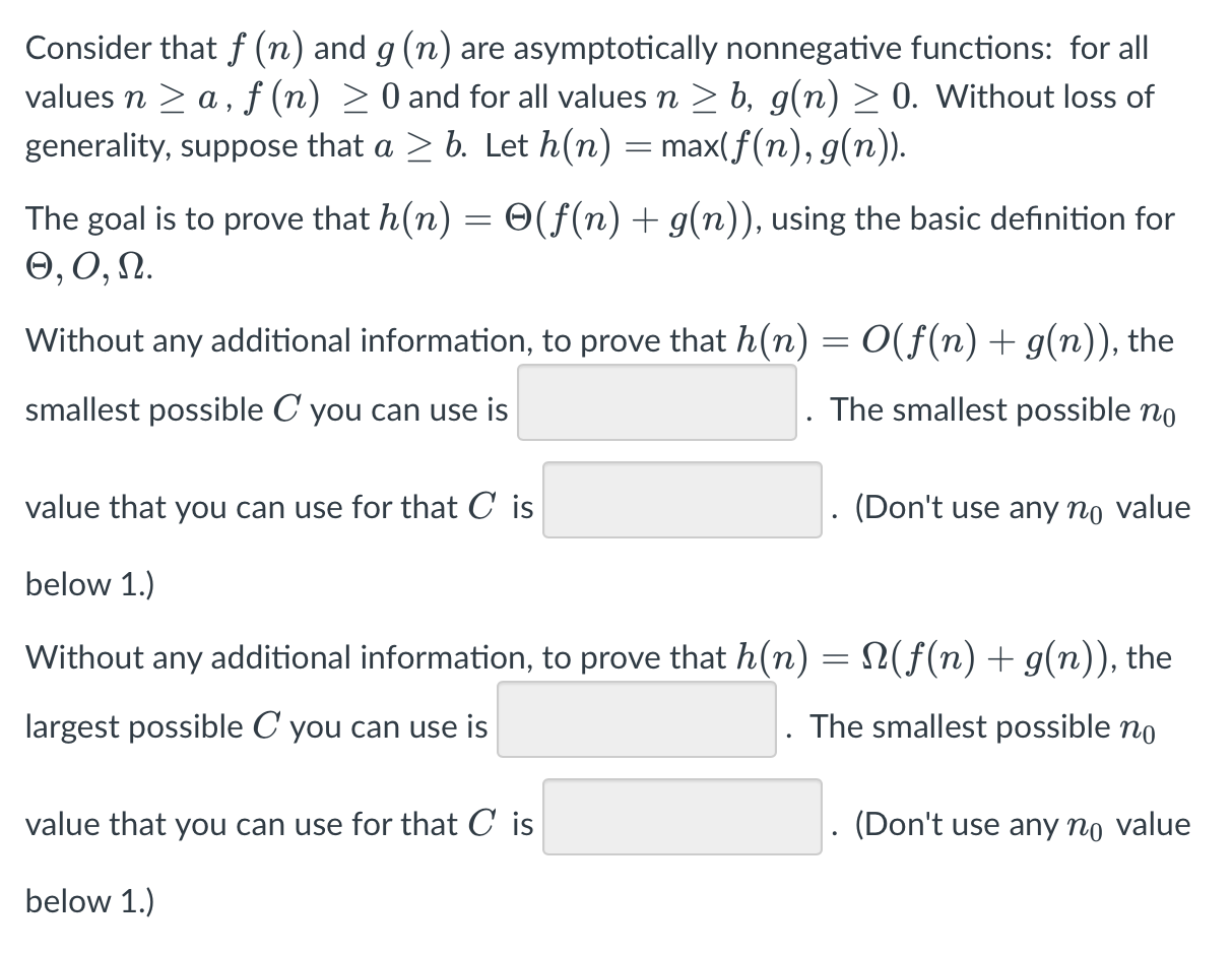 Solved Consider that f(n) and g(n) are asymptotically | Chegg.com