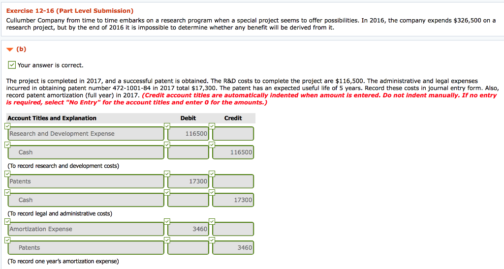 Solved Exercise 12-16 (Part Level Submission) Cullumber | Chegg.com