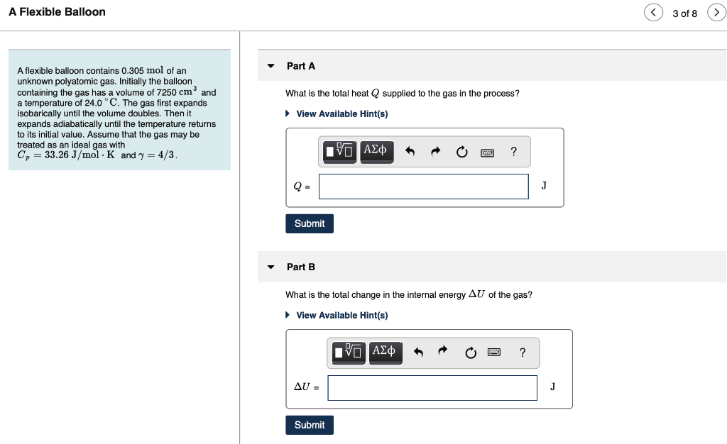 Solved A Flexible Balloon Part A A flexible balloon contains | Chegg.com