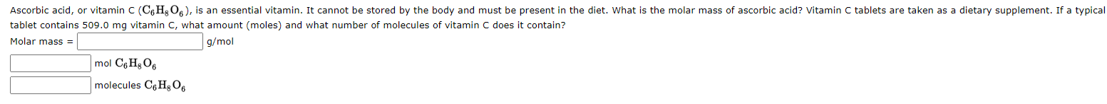 Solved tablet contains 509.0mq vitamin C, what amount | Chegg.com
