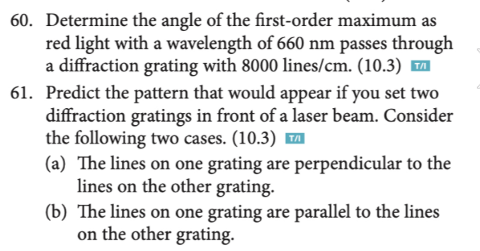 Solved 60. Determine the angle of the first-order maximum as | Chegg.com