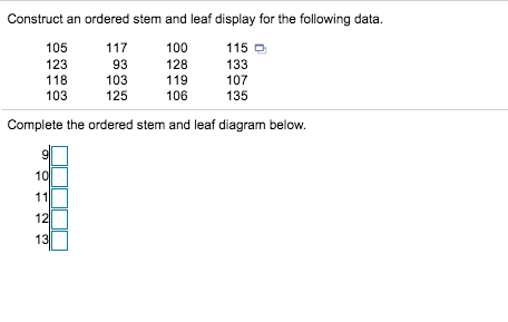 Solved Construct an ordered stem and leaf display for the | Chegg.com