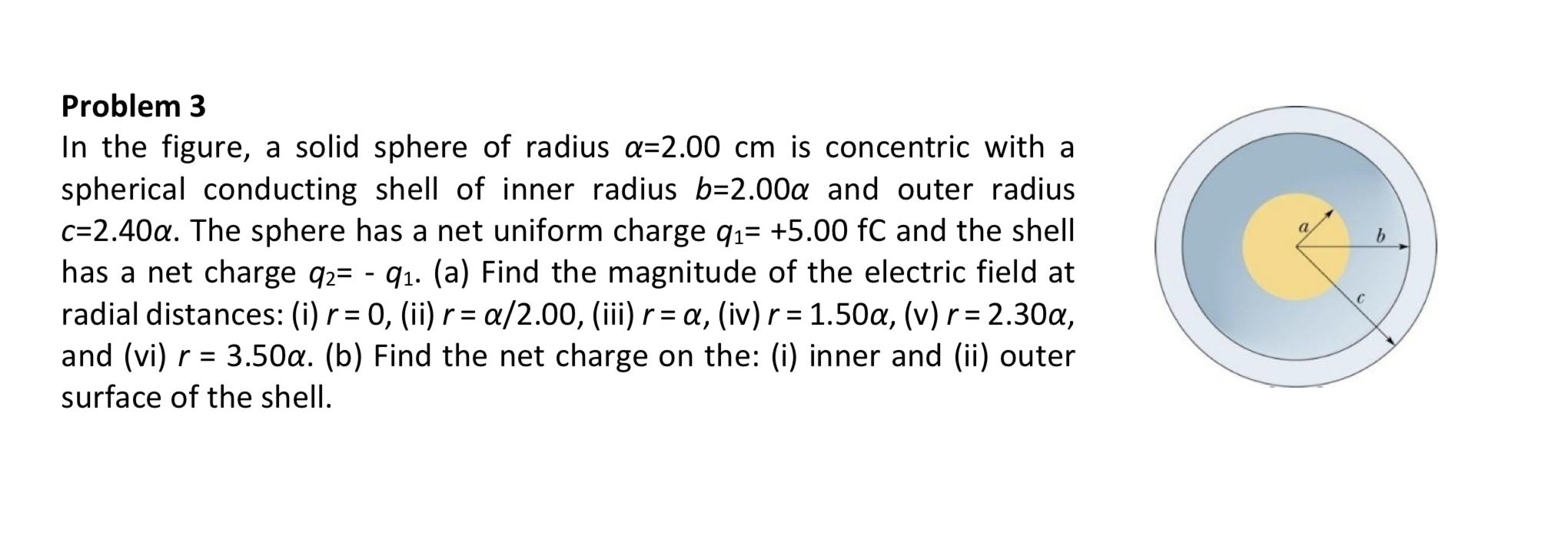 Solved b. Problem 3 In the figure, a solid sphere of radius | Chegg.com