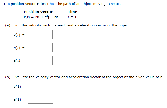Solved The Position Vector R Describes The Path Of An Object