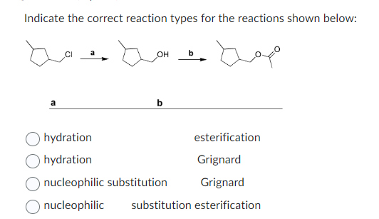Solved Indicate the correct reaction types for the reactions | Chegg.com