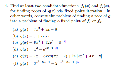 Solved 4. Find at least two candidate functions, fi(x) and | Chegg.com