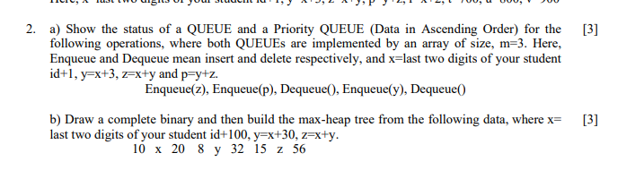 Solved 2. a) Show the status of a QUEUE and a Priority QUEUE | Chegg.com