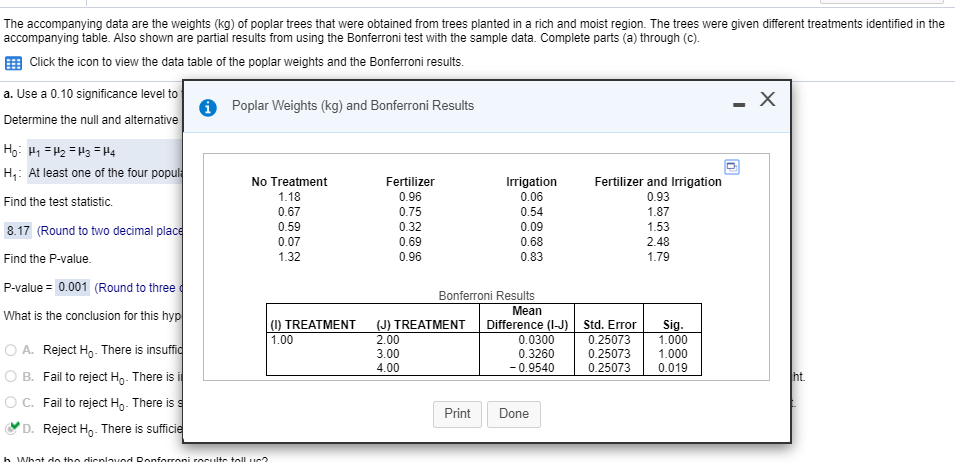 Solved The accompanying data are the weights (kg) of poplar | Chegg.com