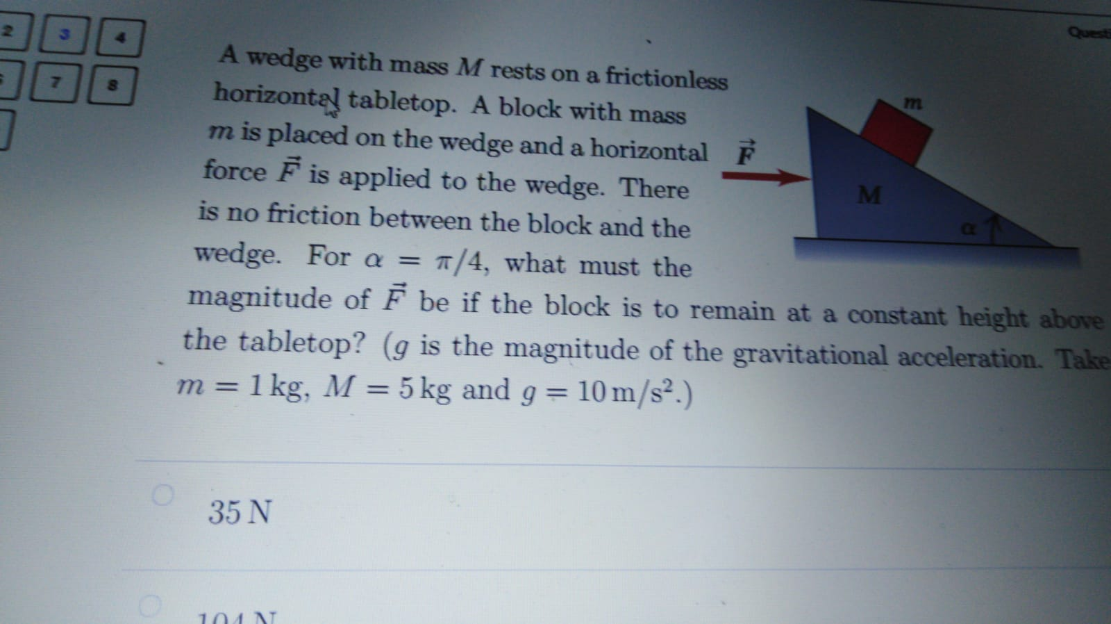 Solved m A wedge with mass M rests on a frictionless | Chegg.com