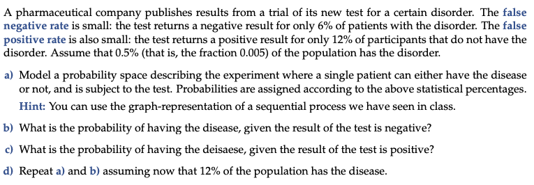 Solved A pharmaceutical company publishes results from a | Chegg.com