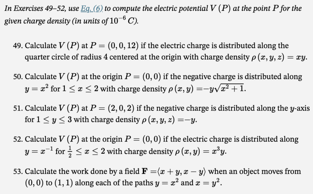 Solved In Exercises 49–52, use Eq.(6), to compute the | Chegg.com